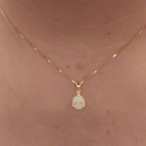 Natural Pearl Necklace • Hand-carved Pearl Skull Necklace•unique Pearl ...