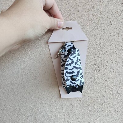 Goth Bat Wing Keychain SVG Mans Bat Key Cover Template Key Wrap Bag Tag ...