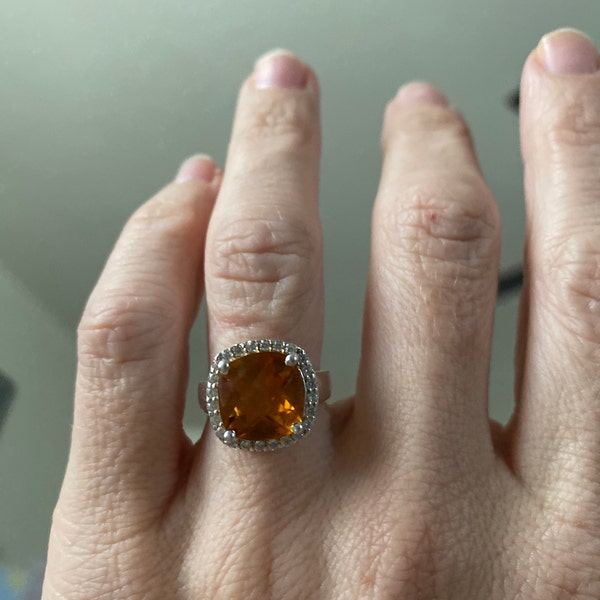 Cushion Cut Yellow Topaz Ring-natural Golden Topaz Ring-925 Sterling ...