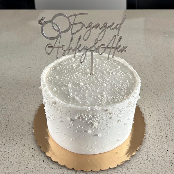 Engagement Ring Cake Topper - Personalized Engagement Cake Topper ...