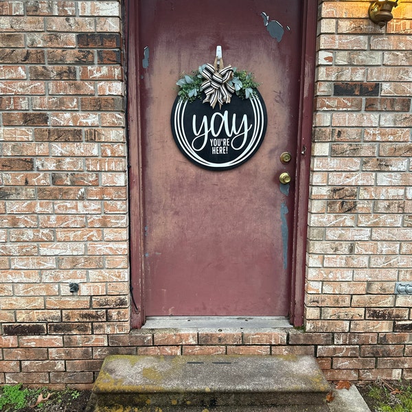 Front Door Decor | Yay You're Here! | Front Door Wreath | Year Round ...