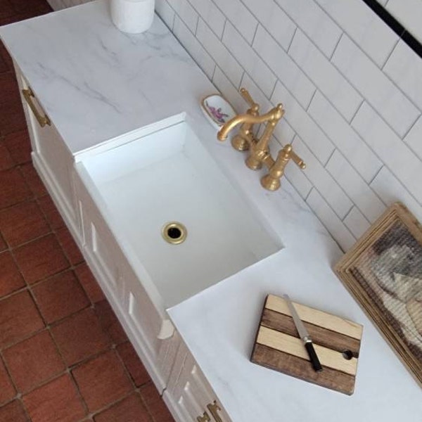Dollhouse White Marble Backsplash 1 12 Scale 8 5x11 11x17 Etsy