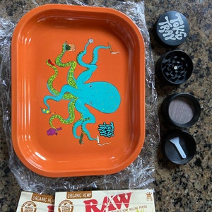 Weed Leaf Rolling Tray Set With Grinder and Raw Rolling | Etsy