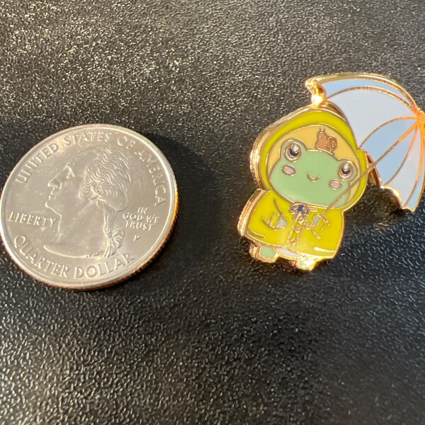 Frog Enamel Pin, Froggy Enamel Pin, Raincoat Frog Pin, Happy Little ...