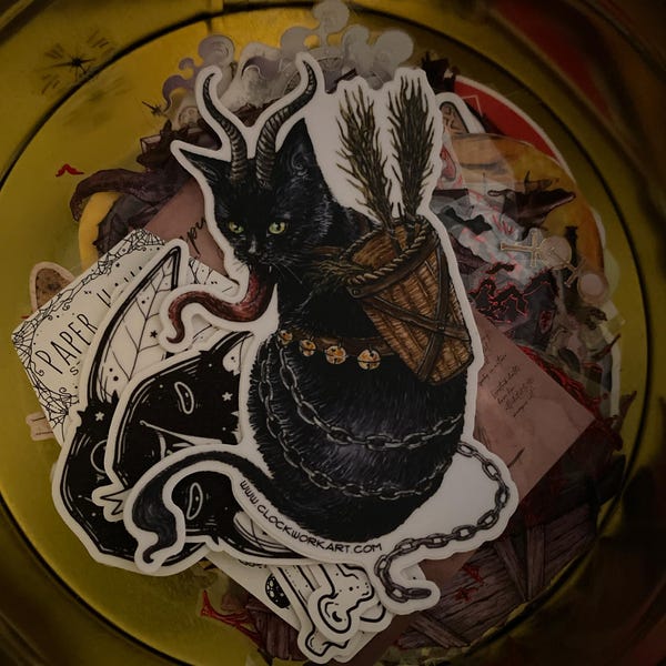 80's Horror Kitten Die Cut Vinyl Stickers: Watercolour Horror Black Cat ...