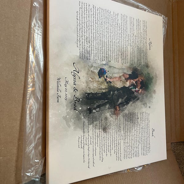 Wedding Vows Art Print for Husband Partner Boyfriend Watercolor Couple ...