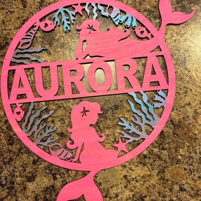Mermaid Name Sign, SVG, Fantasy Themed Door or Wall Hanger, Laser Cut ...