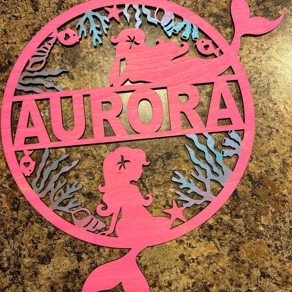 Mermaid Name Sign, SVG, Fantasy Themed Door or Wall Hanger, Laser Cut ...