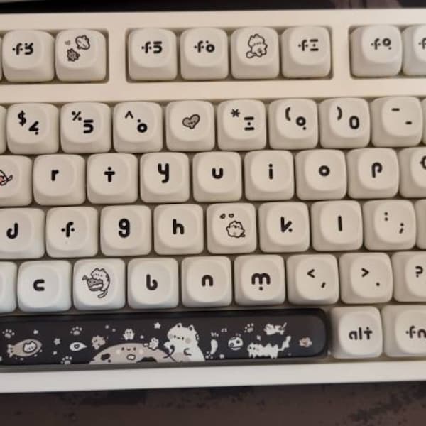 Happy Kitten Keycap Set, MOA Profile, Cute Art, PBT, Cherry MX Stem ...