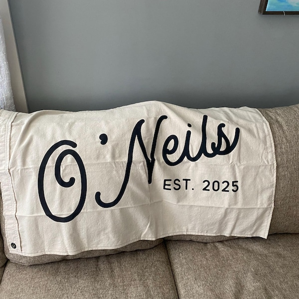 Custom Hand Painted Cotton Canvas Flag: Script Lettering, Vintage Look ...