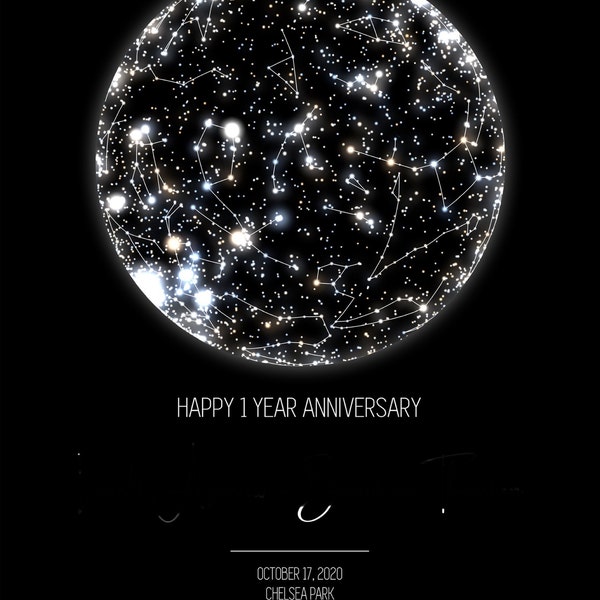 Star Map Print Custom by Date, PRINTABLE Star Chart Poster, Astronomy ...