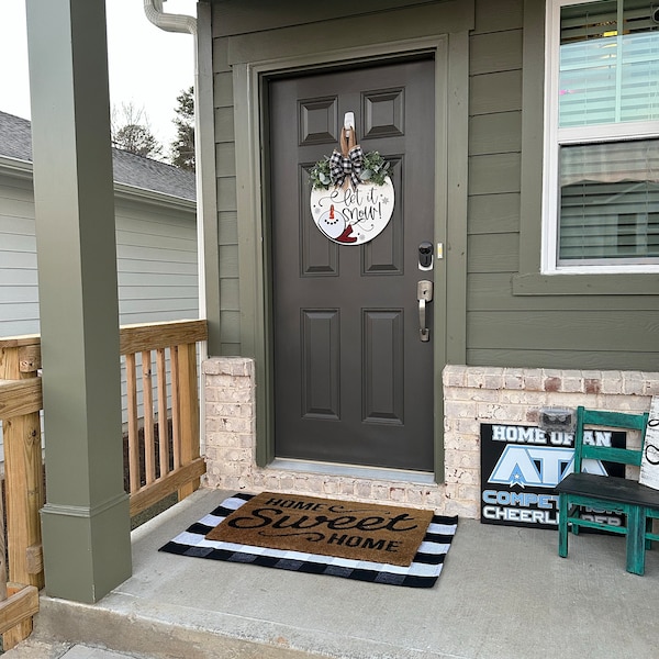 Winter Front Door Decor | Let It Snow | Snowman Front Door Wreath ...