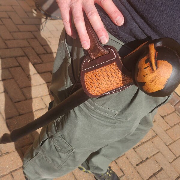 Leather Knife Sheath, Tooled Knife Holster, Basketweave Pancake Knife ...