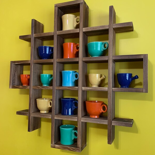 Special Shape Wooden Shelf, Coffee Tea Mug Storage, Wall Mounted Coffee ...
