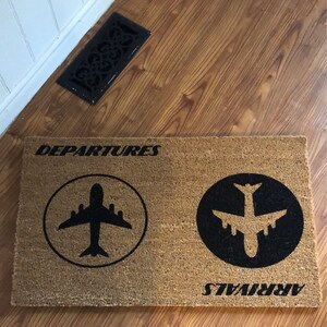 Arrivals Departures, Departures Arrivals Door Mat, Airplane, Flight ...