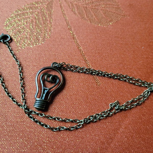Lightbulb Necklace Bronze Light Bulb Necklace Light Necklace ...