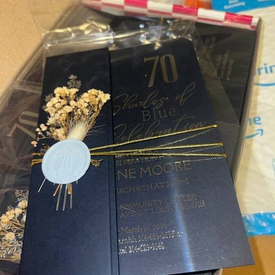 Luxury Quinceanera Invitation, Acrylic Wedding Invitation, Elegant Navy ...