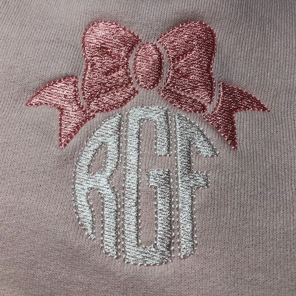 Bow Circle Monogram Embroidery Design Font Set, Bow Embroidery Design ...