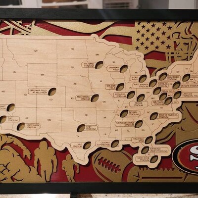 Custom Football Stadium Map, NFL Stadium Map, Pro Football Stadium ...