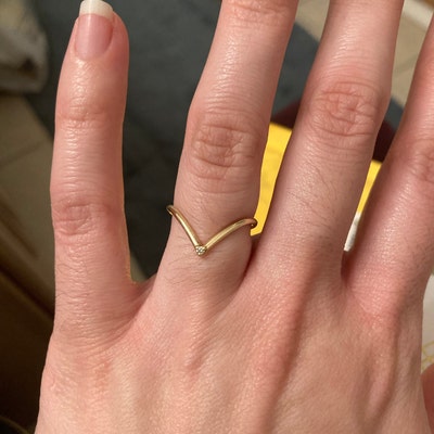 Chevron Wedding Band, 14k Gold Chevron Ring, Curved Wedding Band, Gold ...