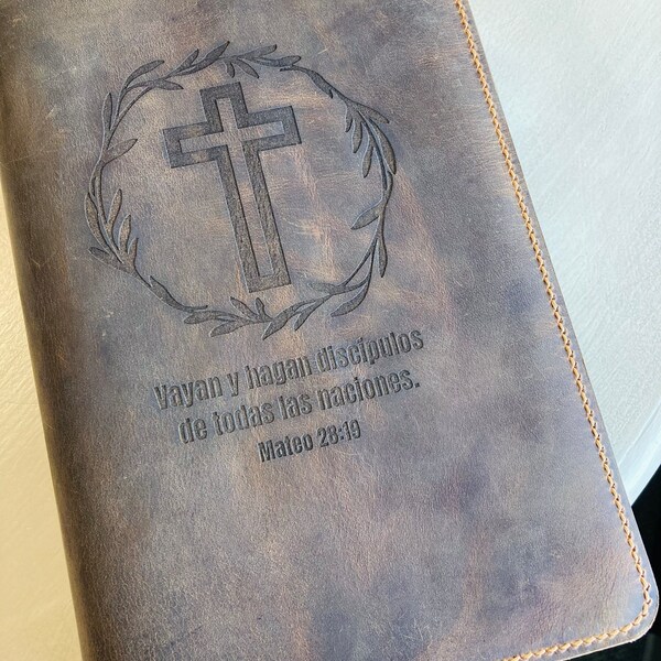 Personalized Leather Cover for Bible KJV , Custom Leather Holy Bible ...