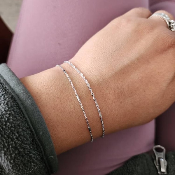 Two Delicate Bracelets Set, Dainty Bracelet Set, Two Minimalist ...