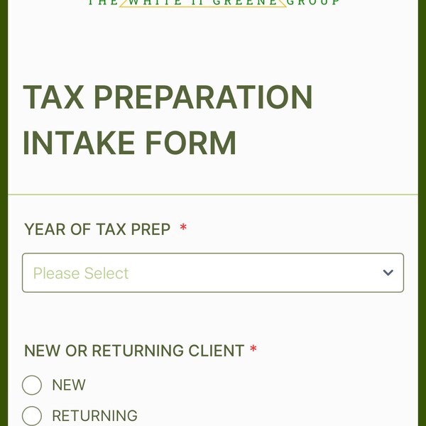 Jotform Tax Client Intake Template With Conditional Logic - Etsy