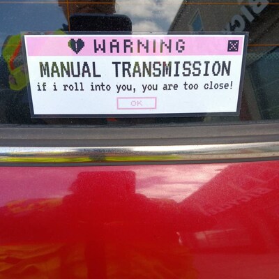MANUAL CAR WARNING Stick Shift Manual Transmission Glossy Car Decal ...