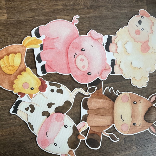 Farm Animal Cutouts Cute Watercolor Farm Cutouts Centerpieces Farm ...