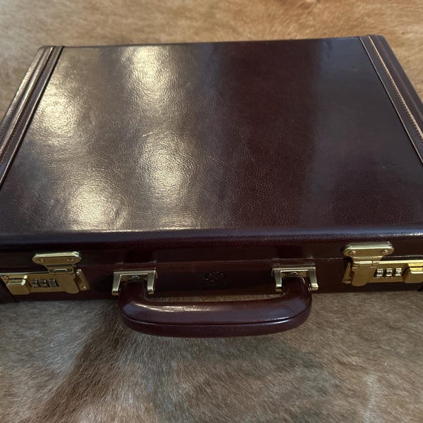 Brown Leather Attache Case, Hard-sided Briefcase, Code Lock Briefcase ...