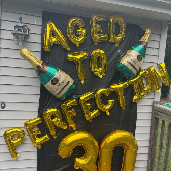 AGED TO PERFECTION Balloon Banner | 30th 40th 50th 60th Milestone ...