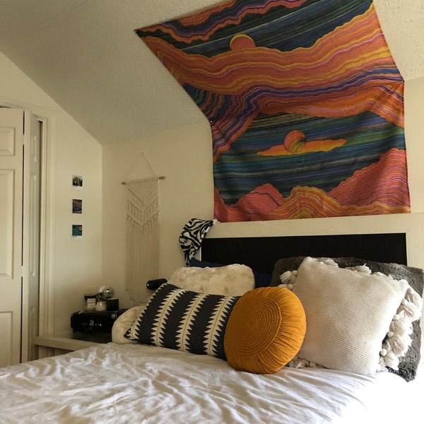 Line Art Wall Tapestry, Wall Hanging Art, Retro Art Tapestry, Line ...