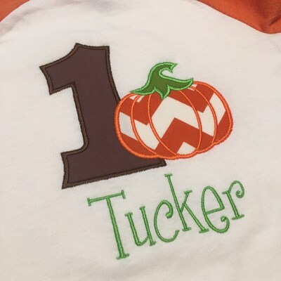 Thanksgiving Pumpkin With Number 1 Applique Machine Embroidery - Etsy