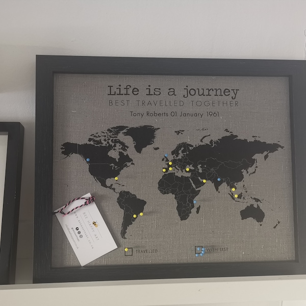 Life is A Journey Pushpin Travel Map • World Map Wall Art • Travel Map ...