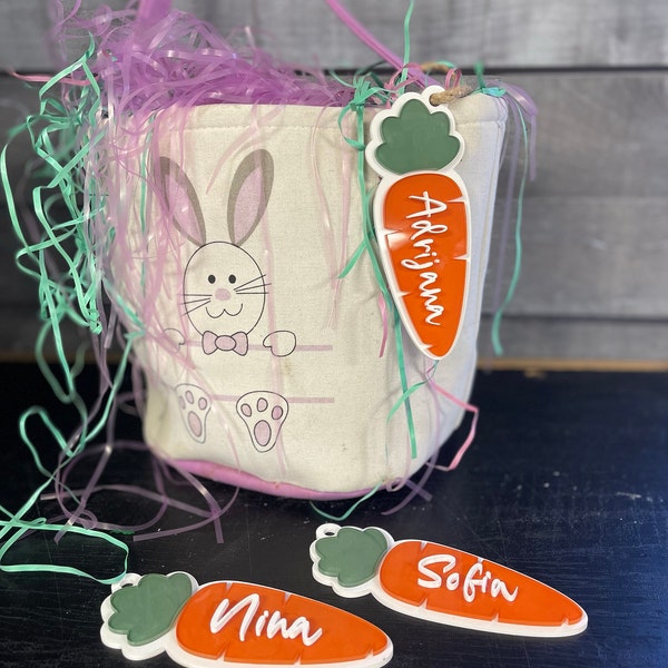 Carrot Basket Tag Svg, Carrot Tag Svg, Easter Name Tags Laser File ...