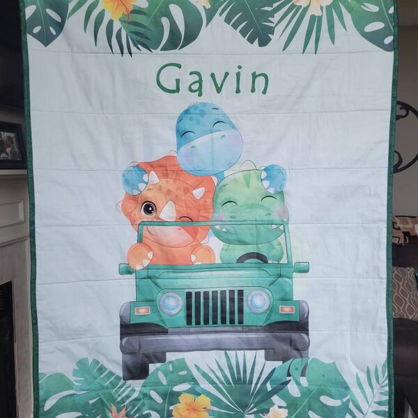 Baby Dinosaur Fabric Panels, Cute Dinosaur Quilt Panels Fabric, Dino ...