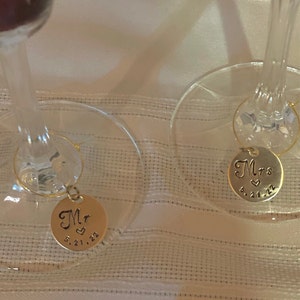 SET of TWO Mr & Mrs Glass Charms, Wedding Glass Charms, Bride Groom ...
