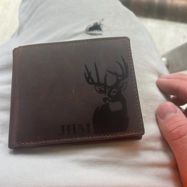 Mens Brown Leather Dog Hunting Wallet. RFID Blocking Genuine Leather ...