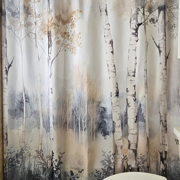 Ethereal Woods Birch Trees Shower Curtain | Forest Mist Country Decor ...