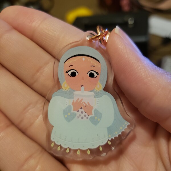 Keychain- It's Boba Time,hijabi With Boba Keychain,cute Boba Keychain ...