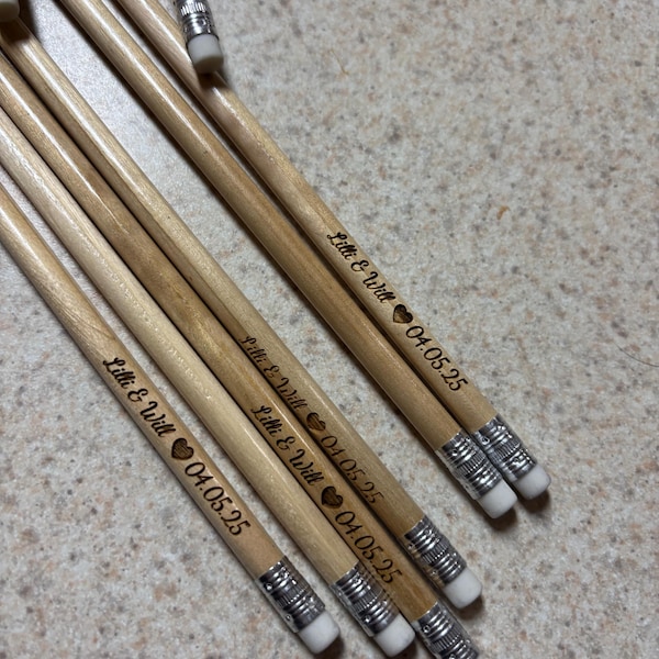 Personalized Pencils, Customized Set of Pencils for Wedding Stationery ...