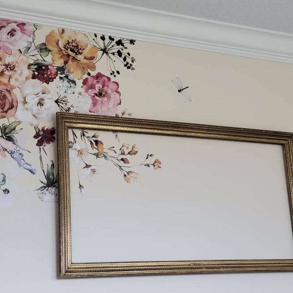 Floral Corner Wall Decals: Wild Garden Nursery Decor - Etsy