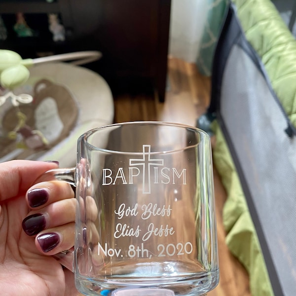 Personalized Baptism Favors, Clear Glass Coffee Mugs, Set of 18 - Etsy
