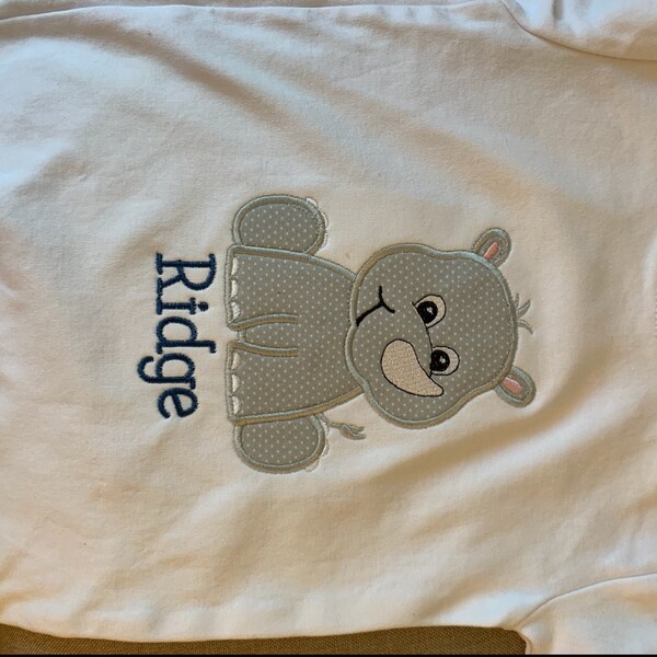 Applique Rhino Machine Embroidery Design Zoo Baby Jungle Boy Girl Cute ...