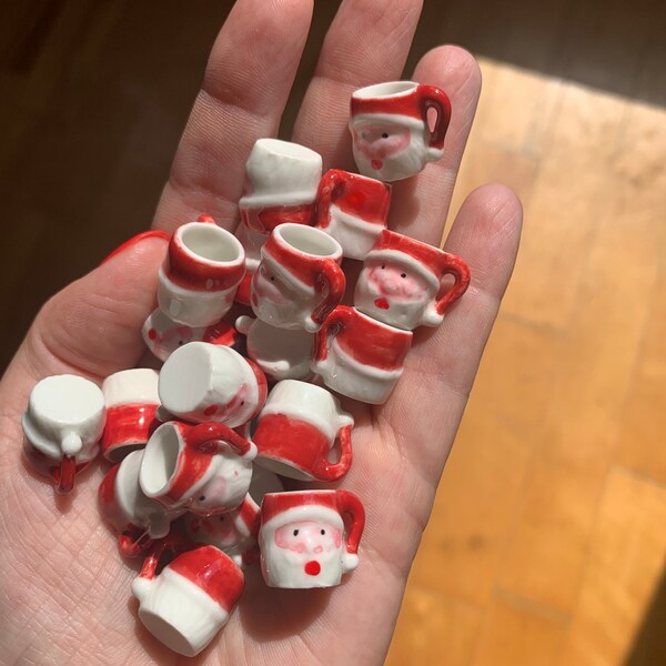 20 Miniature Santa Ceramic Mugs: Tiny Christmas Cups - Etsy