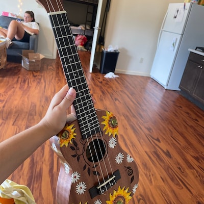 Hand-painted Concert Ukulele: Sunflower/daisy Design With Inscribed ...