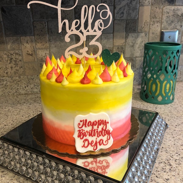 Hello 23 Glitter Cake Topper, Any Age Cake Topper, 23rd Birthday Cake ...