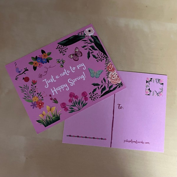 Happy Spring Postcard - Etsy