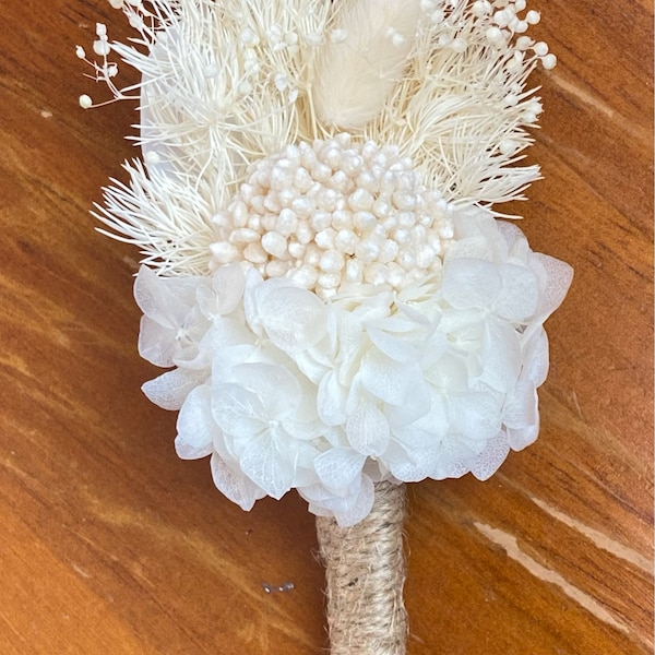 White Mini Rose Wrist Corsage Wedding Flower Matching Buttonhole Dry ...