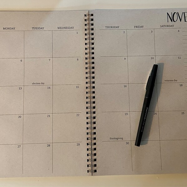 2 Year Large Kraft Monthly Spiral Planner - Start Any Month | 2 Pages ...